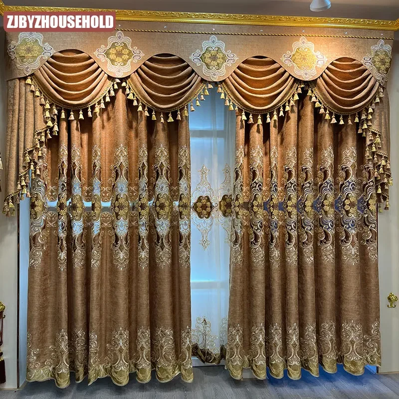 Embroidered-Luxury-Chenille-Curtains-for-Living-Room-Bedroom-Villa ...