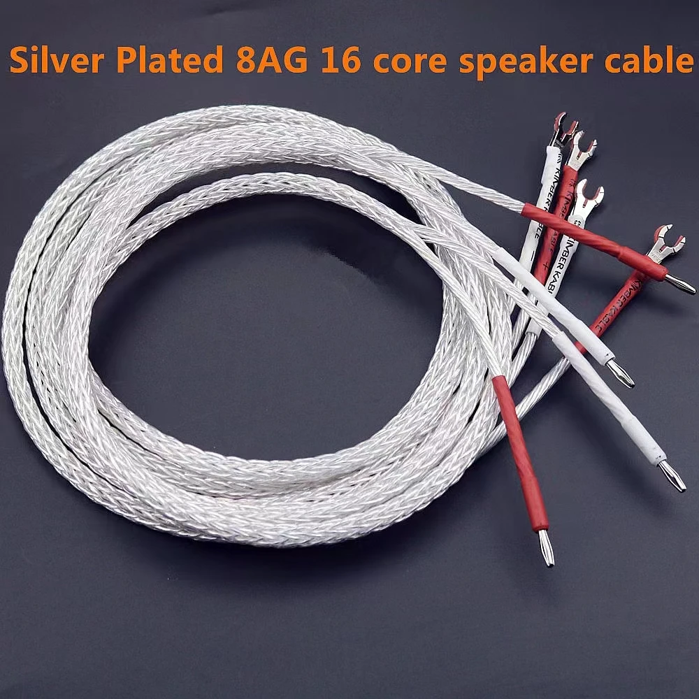 HiFi 8AG sterling silver speaker audio cable new 1 pair 16-core Speaker ...
