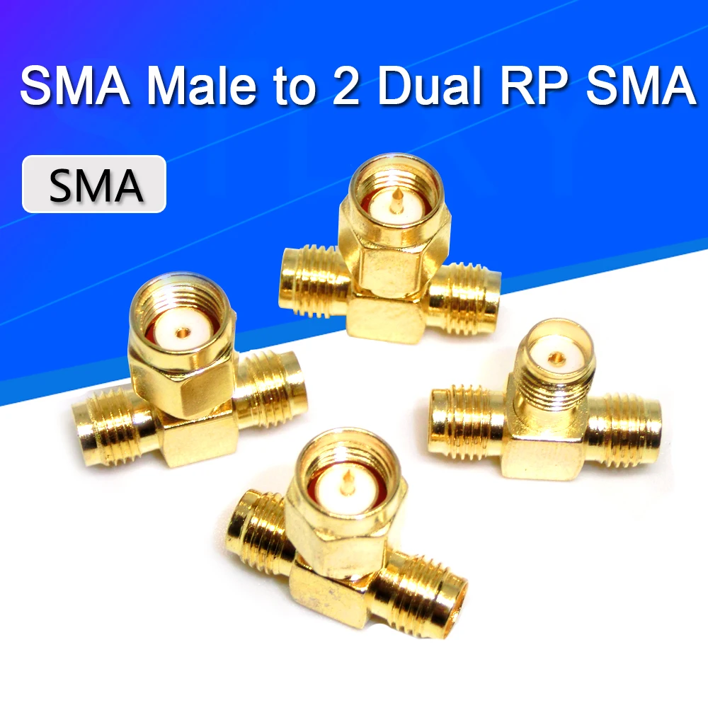 T-Type-SMA-Male-Plug-to-2-Dual-Two-SMA-Female-Jack-RF-Coaxial-Connector ...