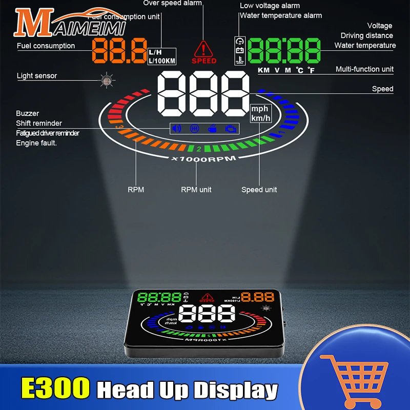 Pantalla-E300-Head-Up-veloc-metro-tac-metro-volt-metro-OBD2-proyector ...