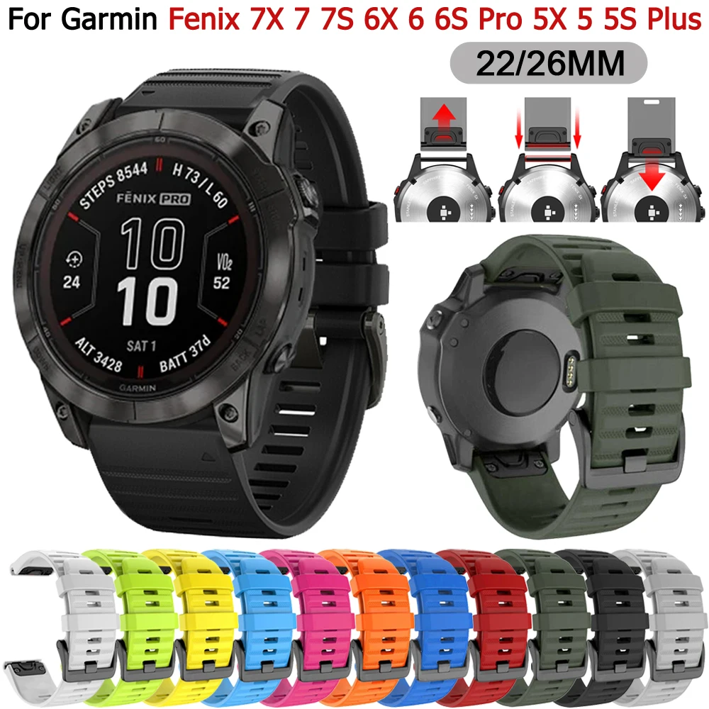 20mm-22mm-26mm-QuickFit-Watchband-Strap-For-Garmin-Fenix-7-7X-7S-6-6X ...