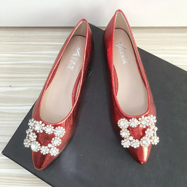 Red Flat Bridal Shoes