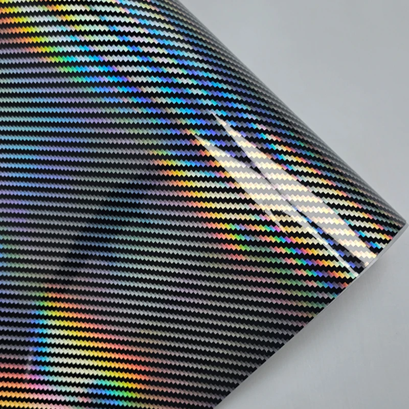 High-Glossy-Rainbow-Carbon-Fiber-Silver-Car-Sticker-Adhesive-Vinyl-for ...