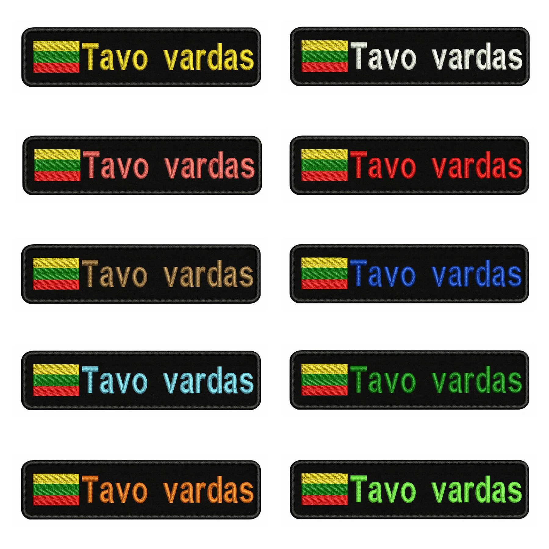 Lithuanian-Flag-Lithuania-10X2-5cm-Embroidery-Custom-Name-Text-Patch ...