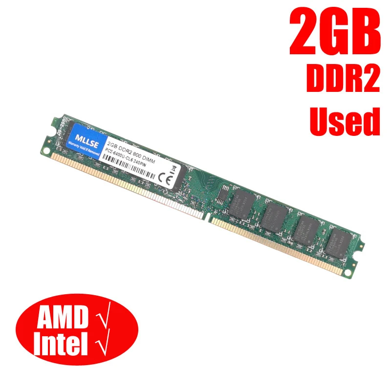 Used Mllse Dimm Ddr2 800mhz/667mhz 2gb Pc2-6400/pc2-5300 Memory For Desktop Ram,good Quality And ...