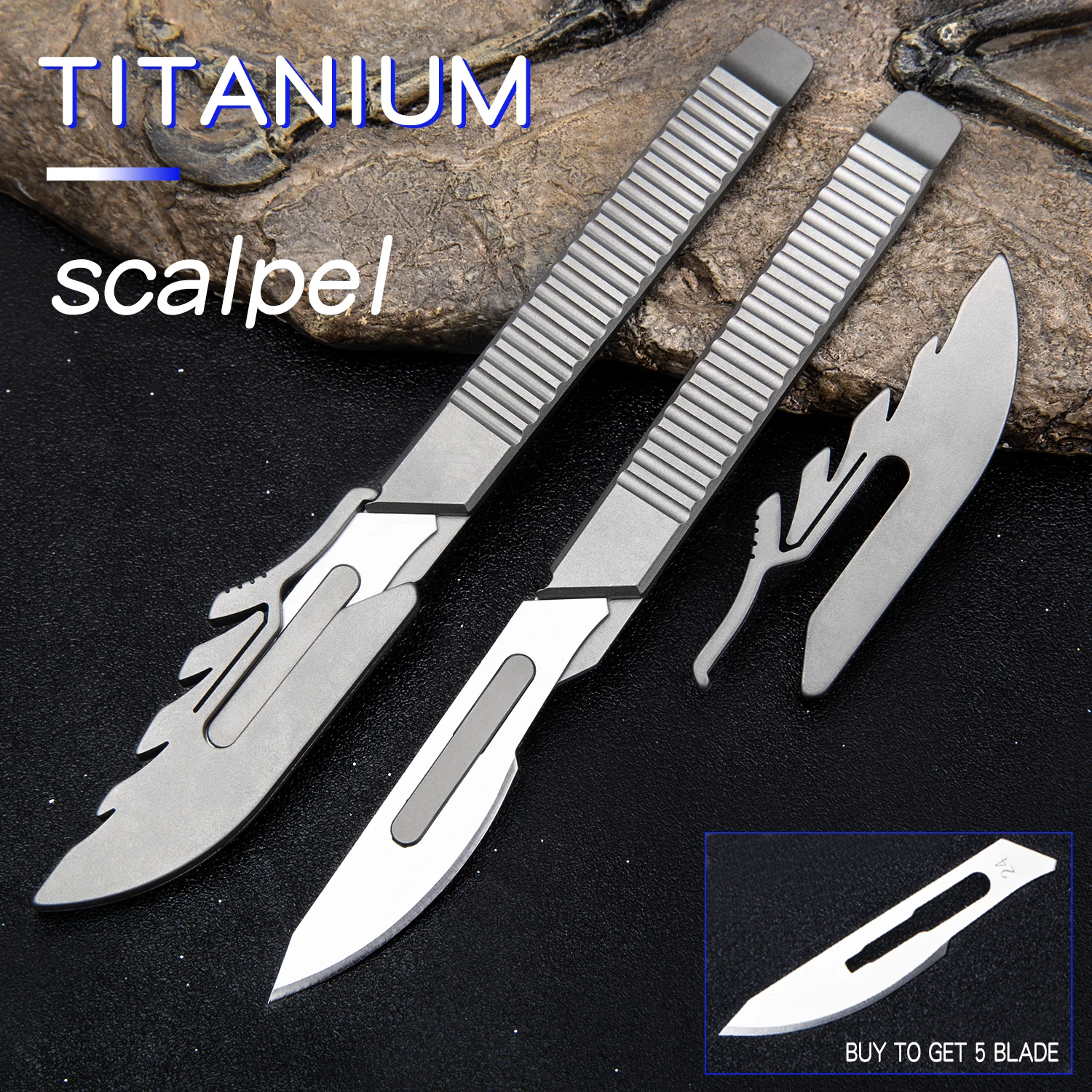 Thickened-Scalpel-Titanium-Alloy-Cutter-Knife-EDC-Tool-No-24-Blade-New ...