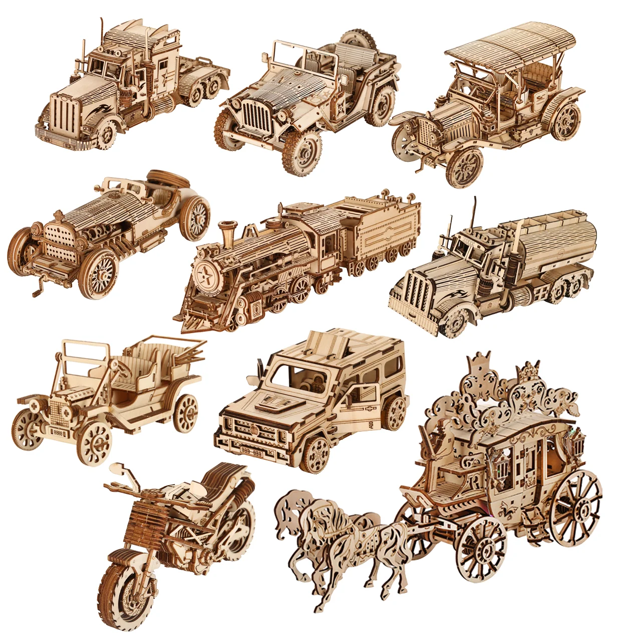 Car 3D wooden Puzzle Model Kits DIY Laser Cut Puzzles Jigsaw Toy For ...
