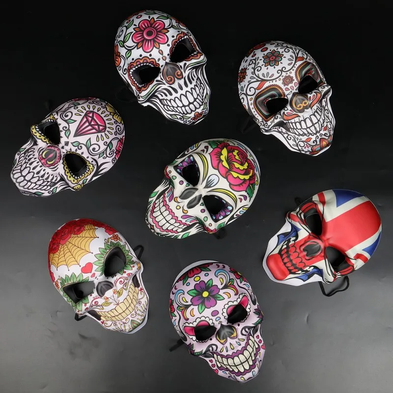 5-Type-Halloween-Mexican-Day-of-the-Dead-Skull-Print-Soft-Masks-Men ...