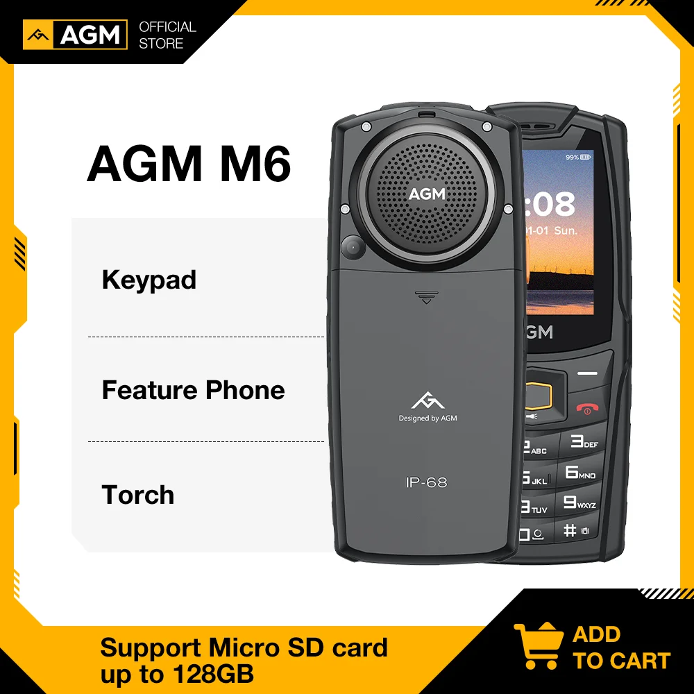 AGM-M6-4G-Unlocked-Phone-IP68-Push-Button-Keypad-Phone-2500mAh-Rugged ...