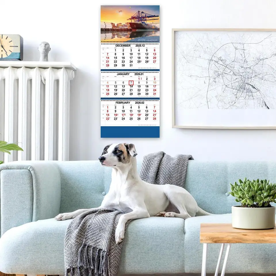 3 Maanden Weergave Planner Wall Calendar 2026 - Vertical Triple Folding ...