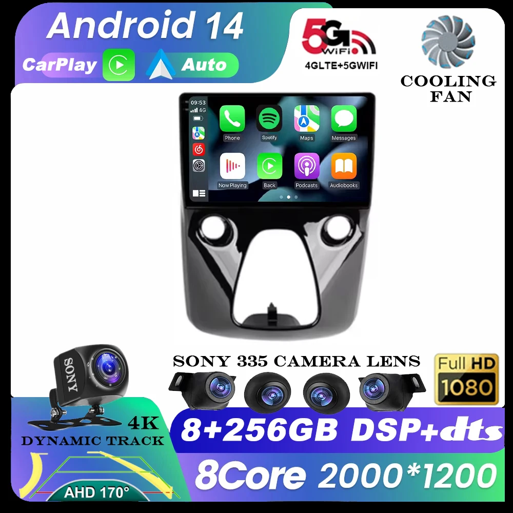 Android-14-Car-Radio-For-Toyota-Aygo-Peugeot-108-Citroen-C1-2016-2020 ...