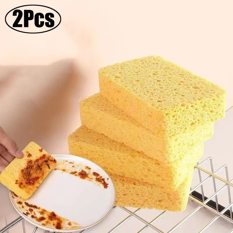 2-Pack-Wood-Pulp-Dishwashing-Sponges-Magic-Sponge-Wipe-for-Home ...
