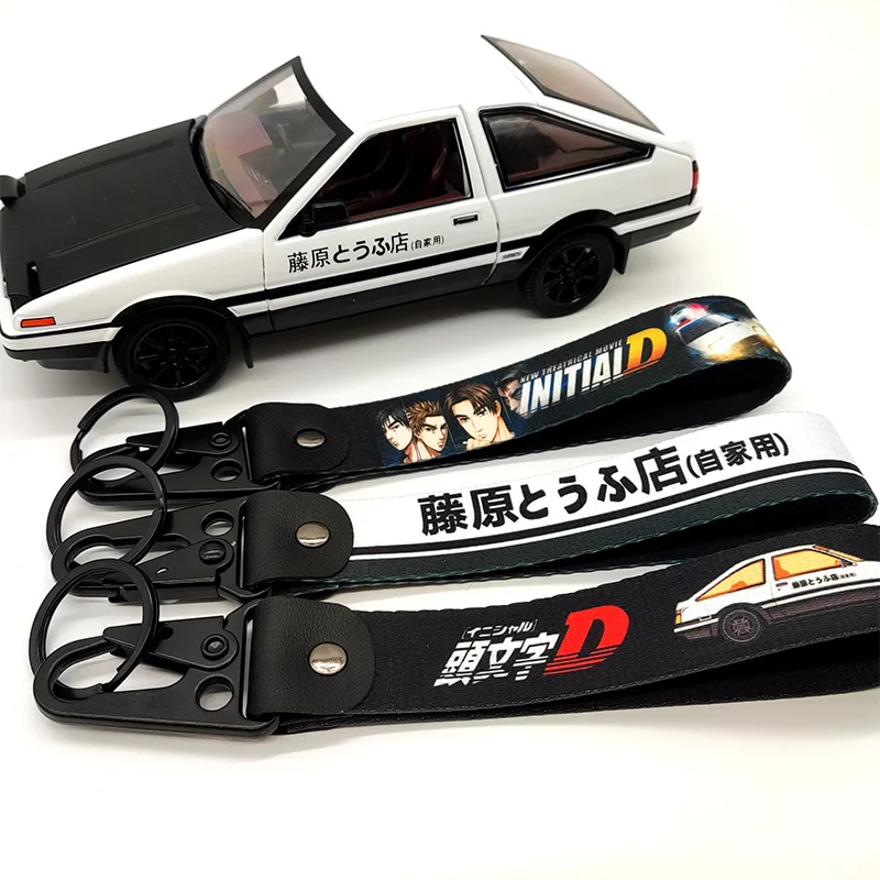 Initial-D-Tags-Cloth-Keychain-AE86-Belt-Lanyard-Key-Ring-Holder-Car ...
