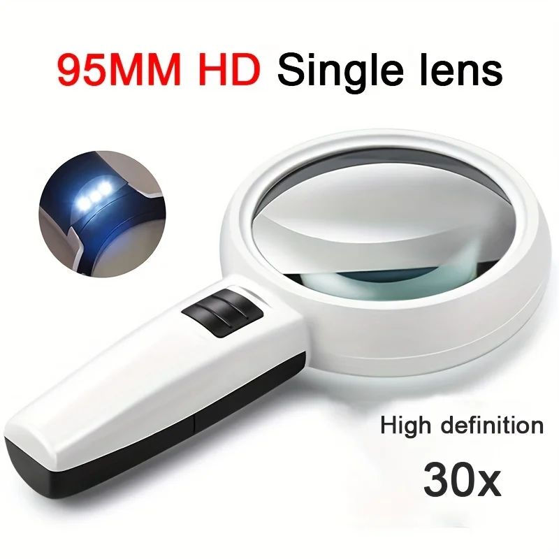 1pc 30X 45X 3 LED Light Magnifying Glass Lens Mini Pocket Handheld ...