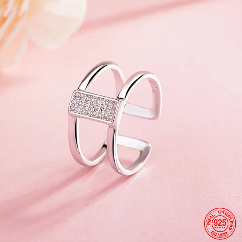 925-Sterling-Silver-Open-Double-Round-Ring-For-Women-Fashion-Wedding ...