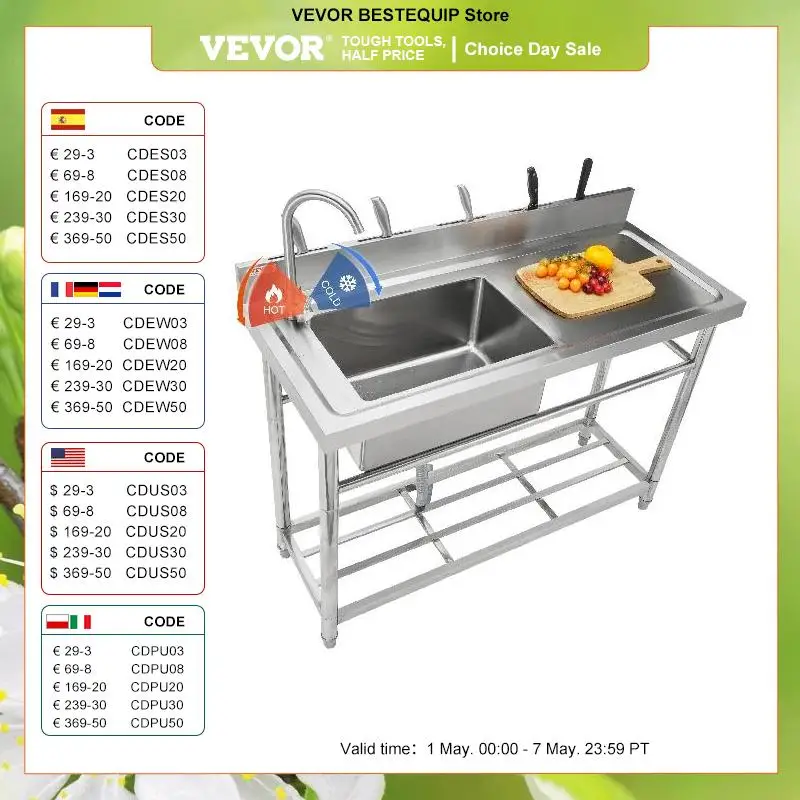 VEVOR-Free-Standing-Stainless-Steel-Single-Bowl-Commercial-Restaurant ...
