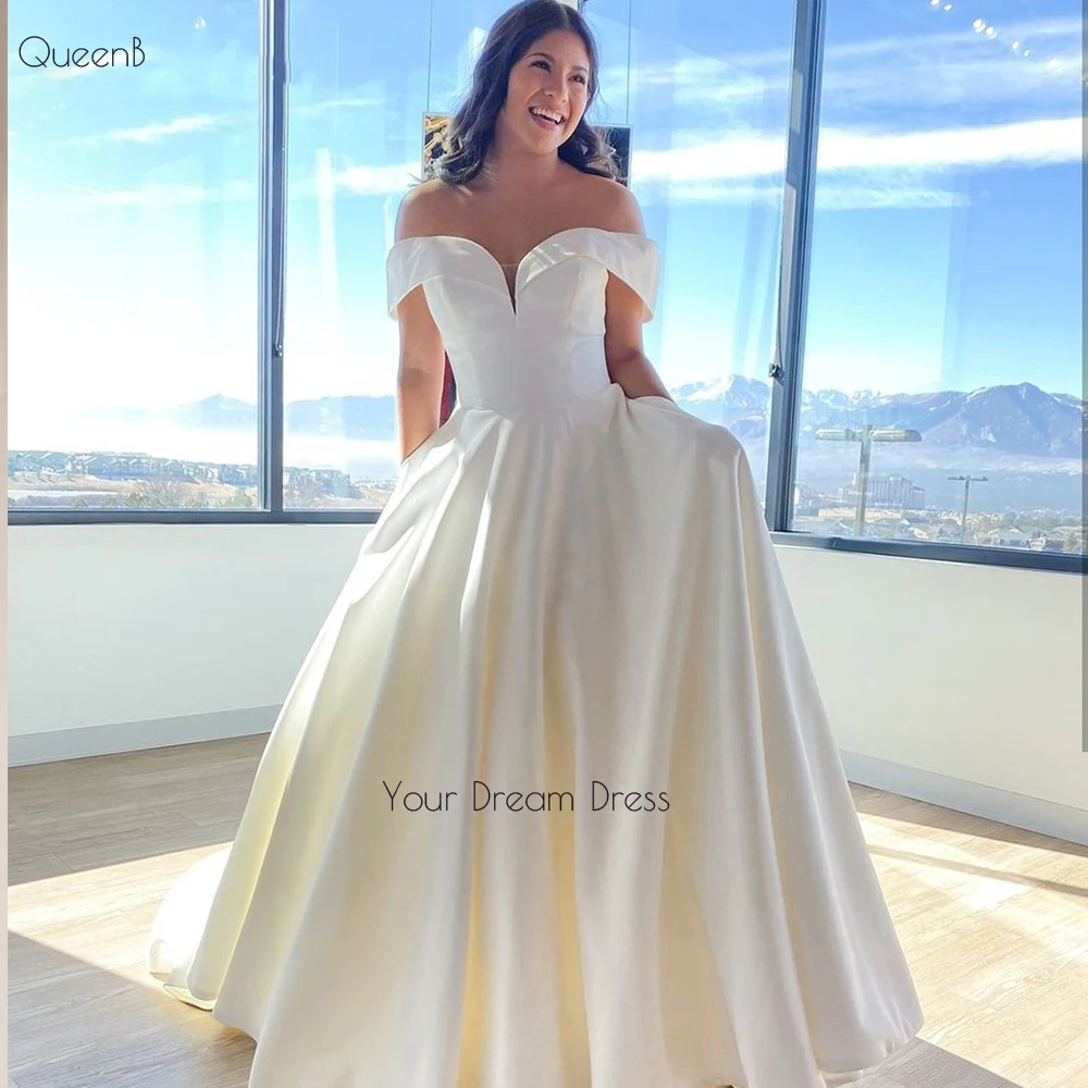 Soft-Satin-Simple-Wedding-Dress-For-Women-2022-Off-The-Shoulder-Custom ...