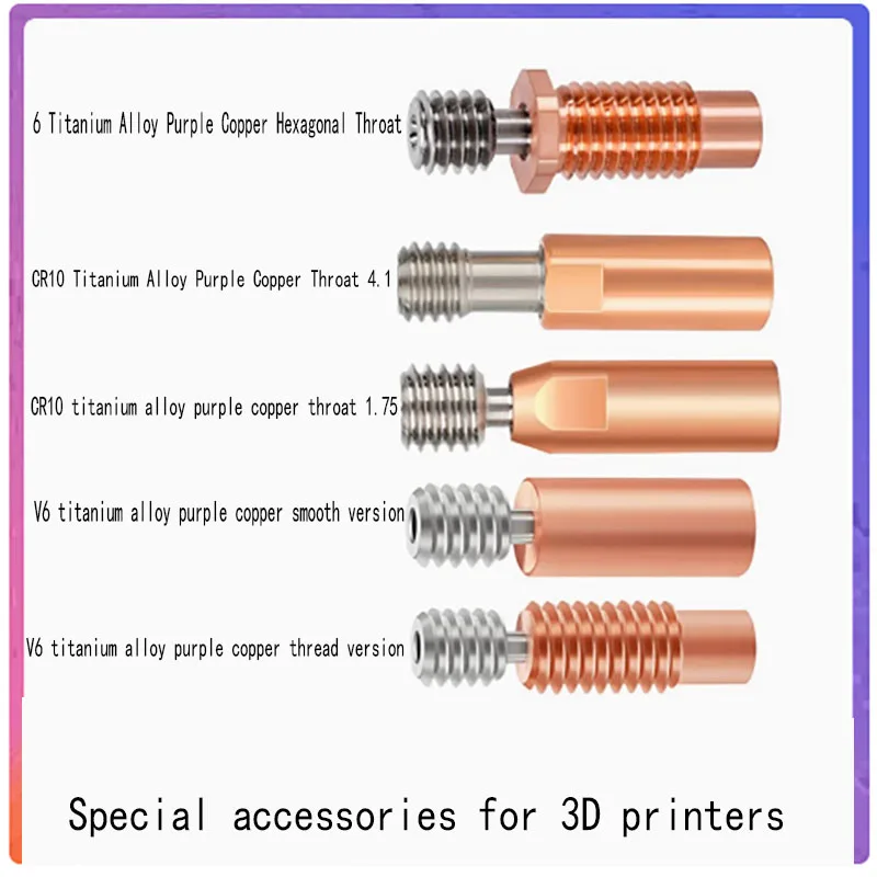 3D printer throat CR10 E3D V6 hexagonal titanium alloy red copper ...