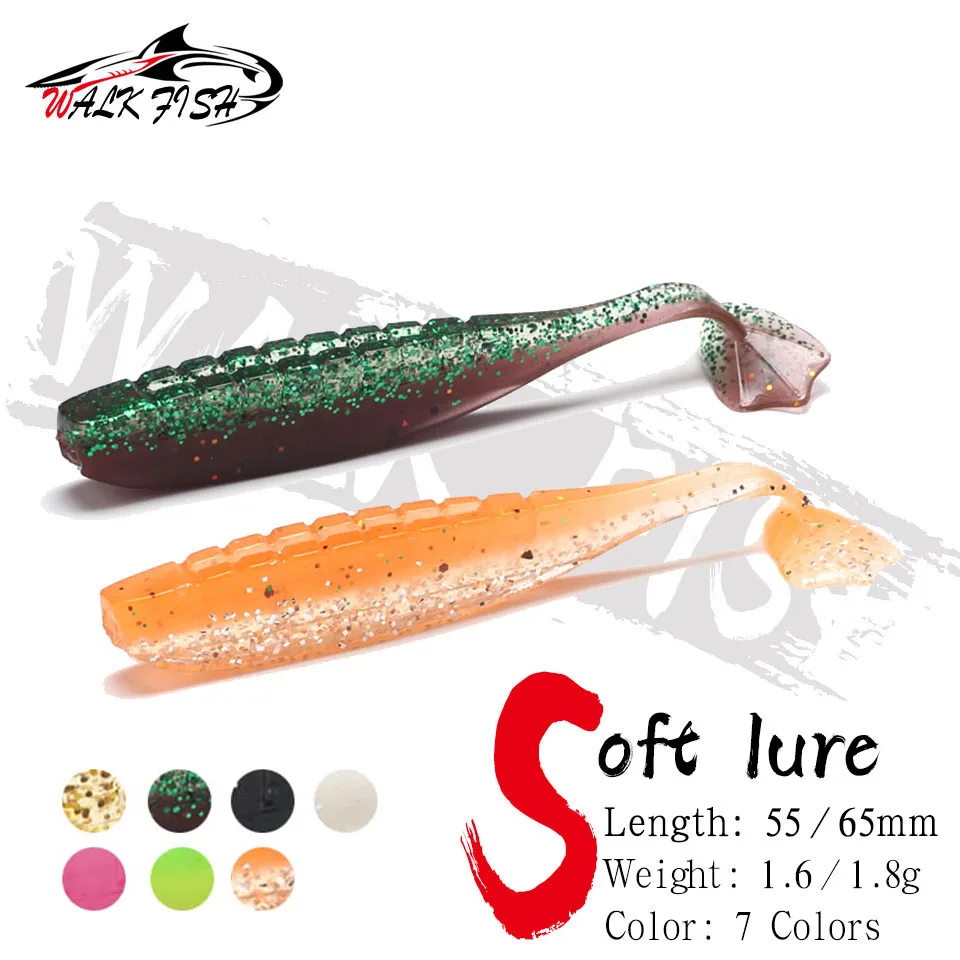 WALK-FISH-20PCS-Fishing-Lures-65mm-75mm-Flippers-T-Tail-Soft-Baits ...