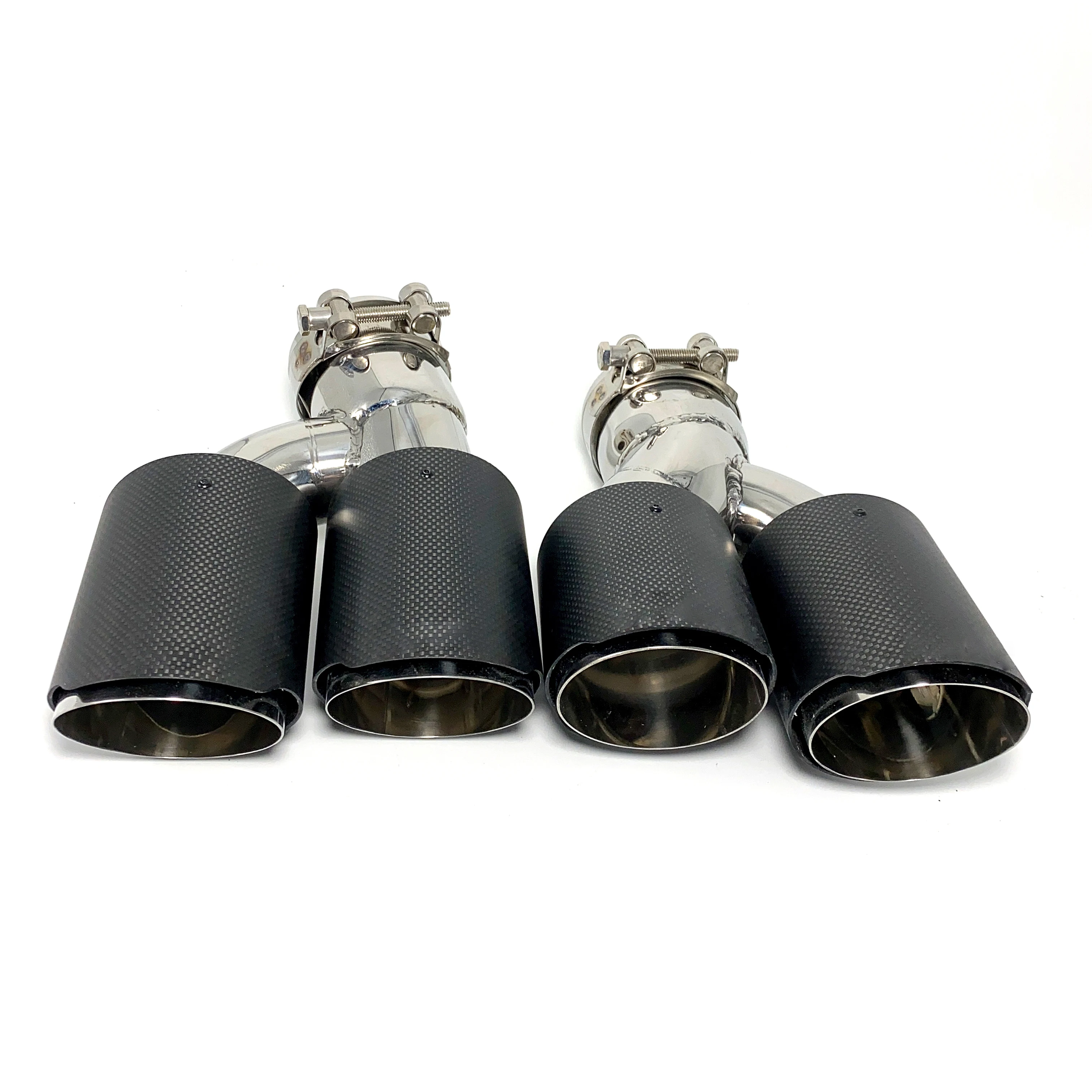 1Pair Car Exhaust Tip Carbon Fiber Muffler Pipe H Shape Tailpipe For ...