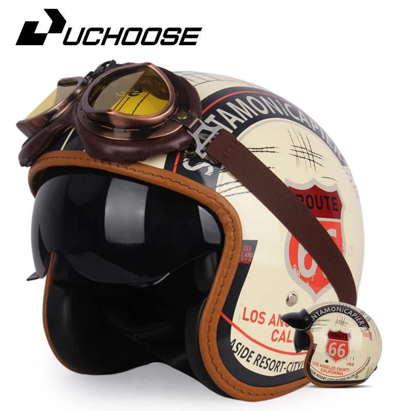 Uchoose-3-4-Retro-Helm-Motorrad-ffnung-Vintage-Motorrad-Helm-f-r-M-nner ...