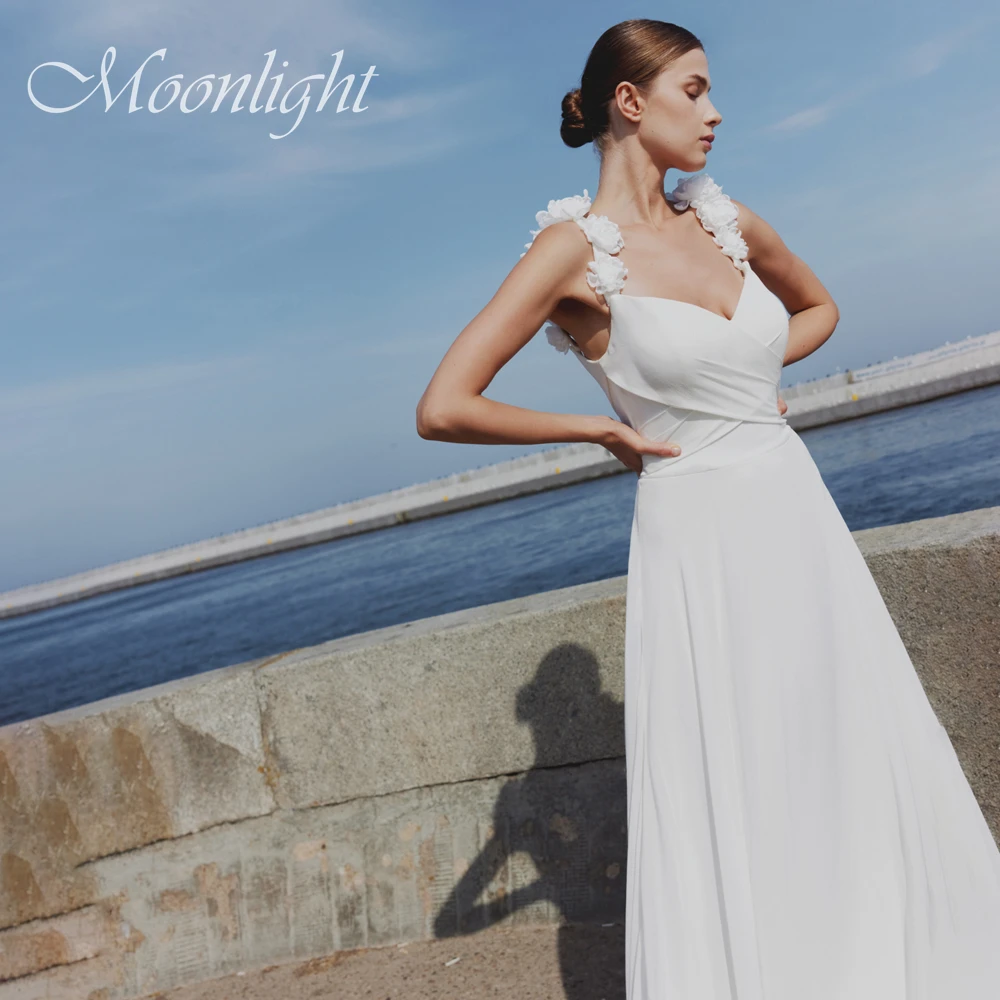 Princess Pleat Flowers V-Neck A-Line Wedding Dress Women 2026 Spaghetti ...