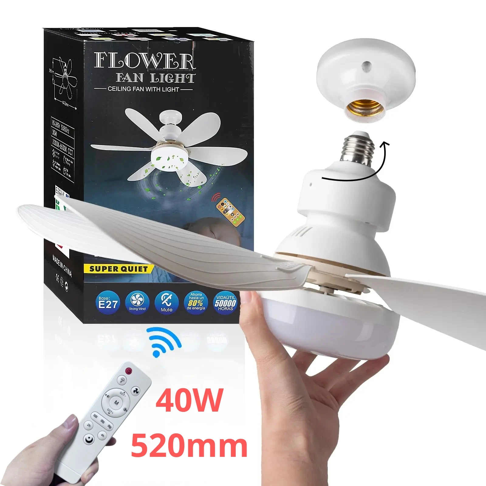LED-40W-Socket-Ceiling-Fan-with-Light-20-5in-Screw-Ceiling-Fans-with ...