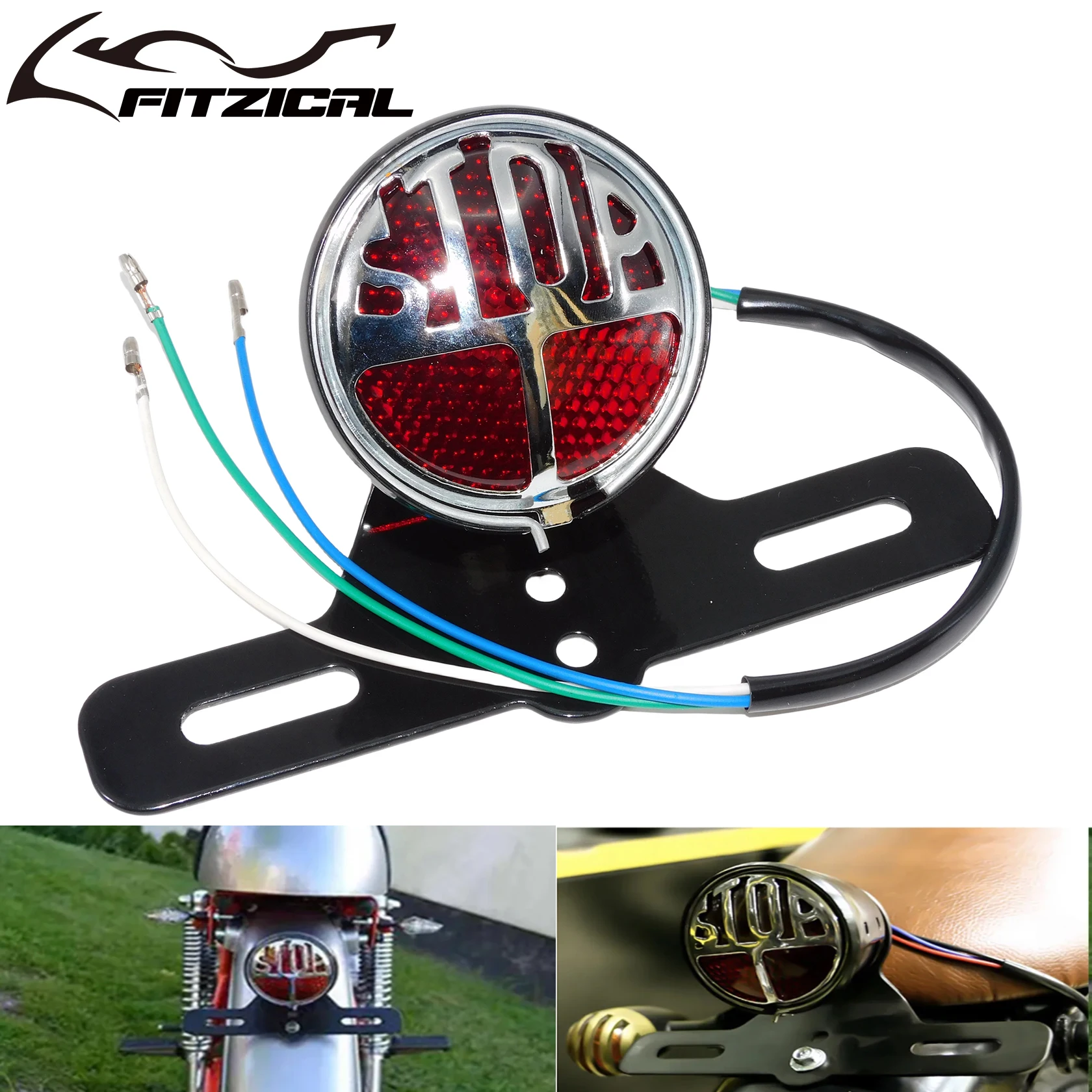 Universal Motorcycle Round Stop Vintage License Plate Mount Tail ...