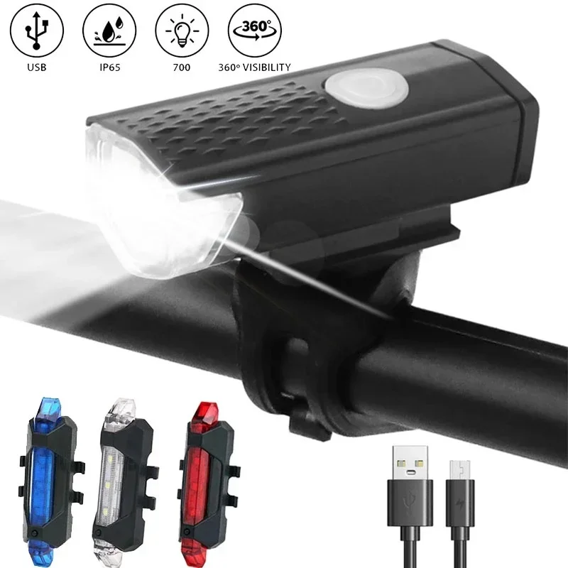 Rechargeable-Bike-Front-Bicycle-Lights-Front-Back-Rear-Taillight-MTB ...