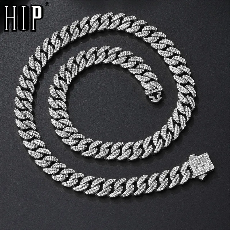 HIP-HOP-10MM-Cuban-Link-Chain-2Row-Iced-Out-Rapper-Heavy-Necklaces ...