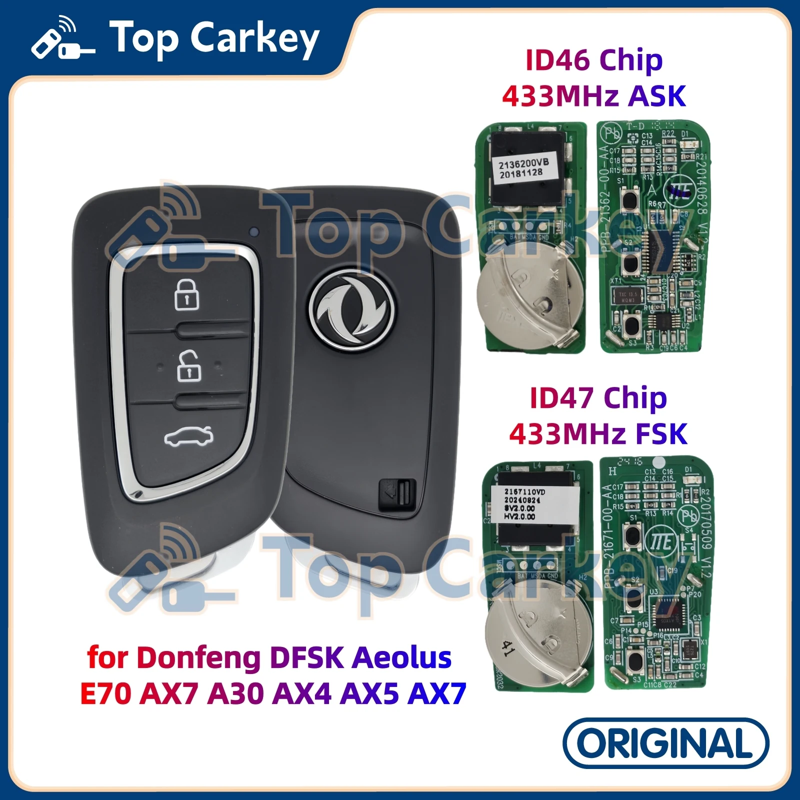 TopCarkey Original mando a distancia inteligente sin llave ID46 ID47 ...