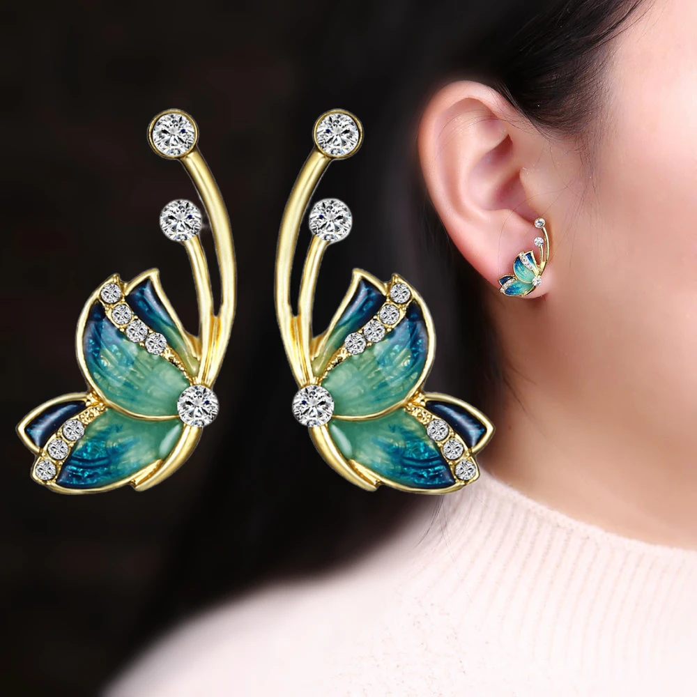Colorful Butterfly Earrings | Butterflies Earrings Women | Fashion Butterfly Earrings - Stud ...