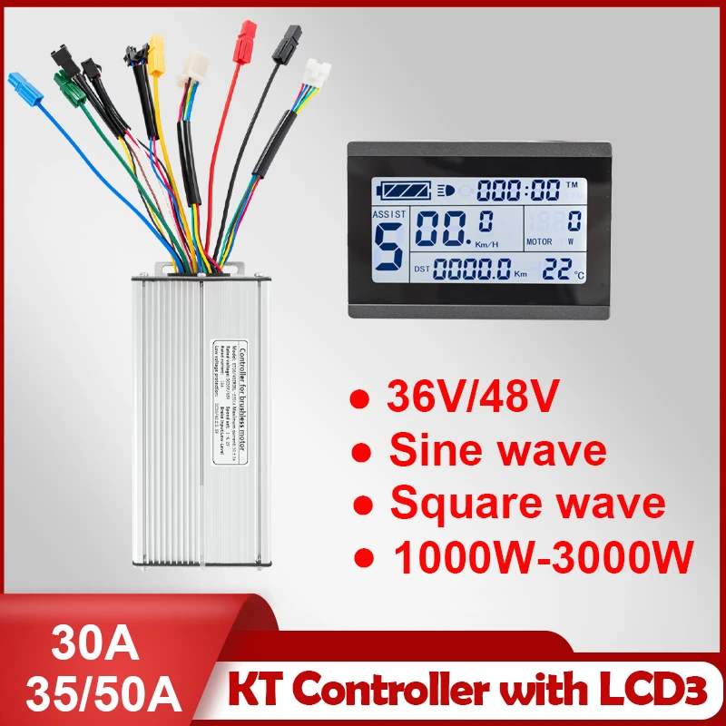 Electric-Bike-KT-Controller-36V-48V-50A-35A-30A-with-KT-LCD3-Display ...