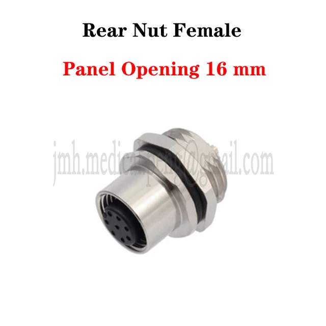 항공 수 암 고정 소켓 전면 패널 후면 패널 설치 케이블 용접 커넥터, 방수 IP67, M12, 3P, 4P, 5P, 8P, 12 핀