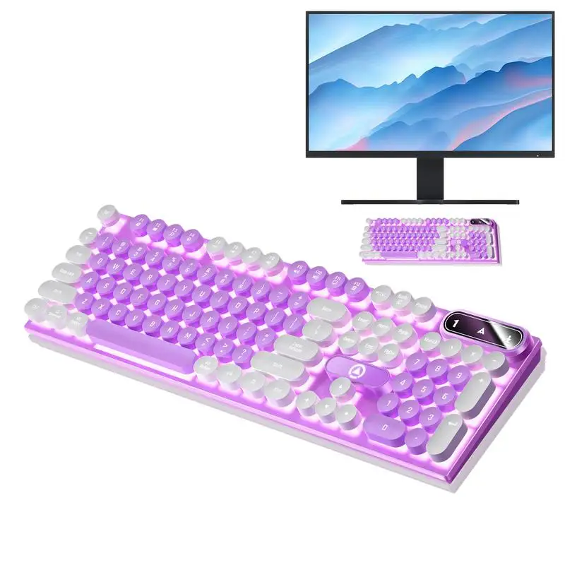Light-Up-Keyboard-Retro-Punk-Backlit-Wired-Keyboard-Splashproof-PC ...