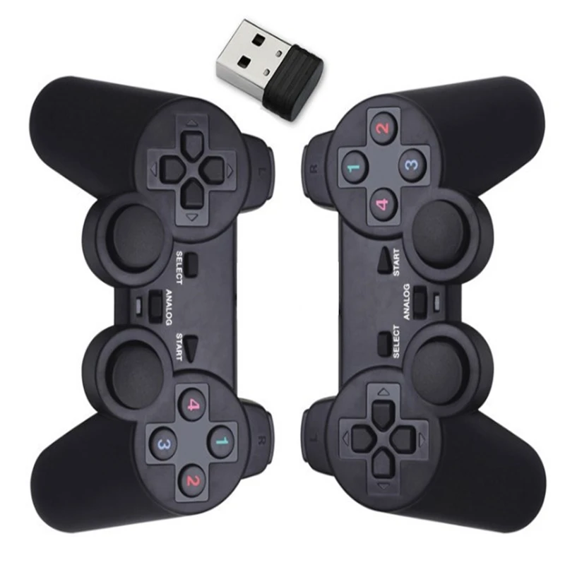 Portable USB Wireless Double Handle Game Controller Joystick Vibration Joypad Console Game Pad ...