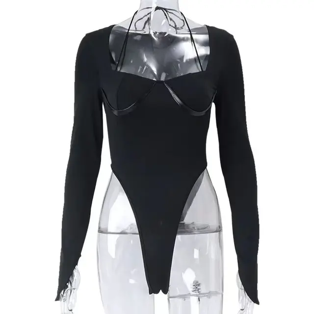 Bodysuit Long Sleeve Women Body Suits Streetwear Sexy Bodycon Square ...