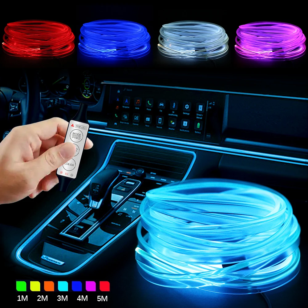 1-2-3-4-5M-RGB-Led-Strip-Car-Interior-decorazioni-al-Neon-luci-d ...