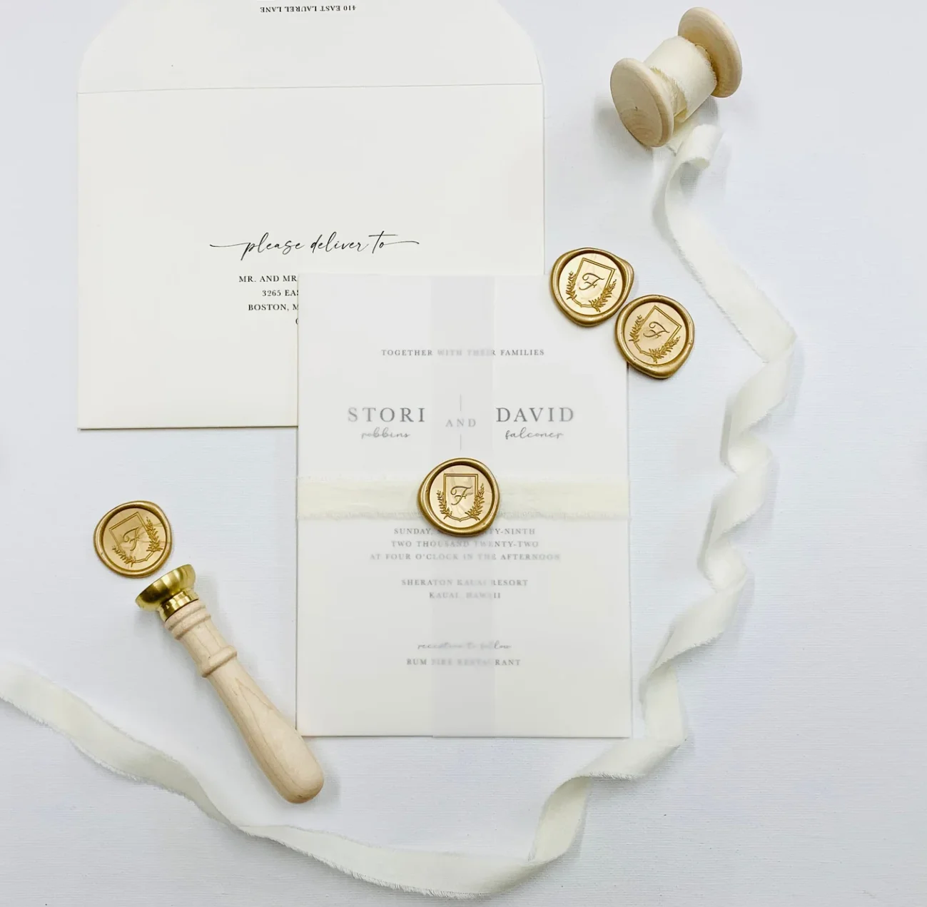 Custom Invitations with Vellum Wrap and Ribbon Wedding Invitation Suite ...