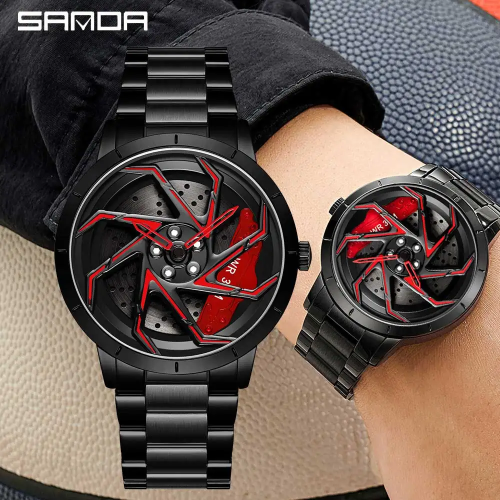 Fashion-Luxury-360-Rotating-Car-Wheel-Dial-Mens-Watches-Quartz-Watch ...