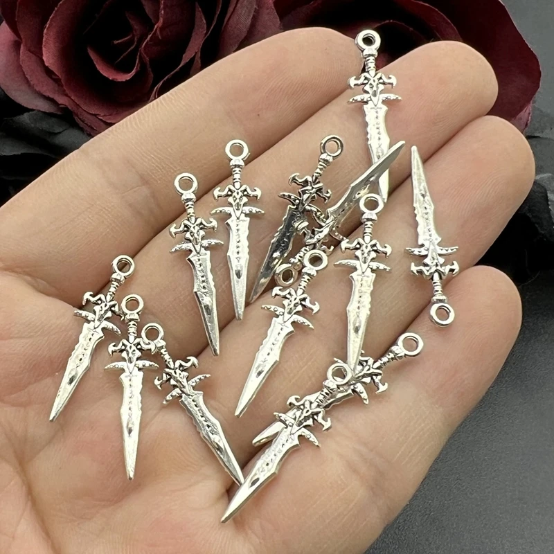 20pcs-29-9mm-Wholesale-Metal-Alloy-Mini-Sword-Charms-Weapon-Pendant-for ...