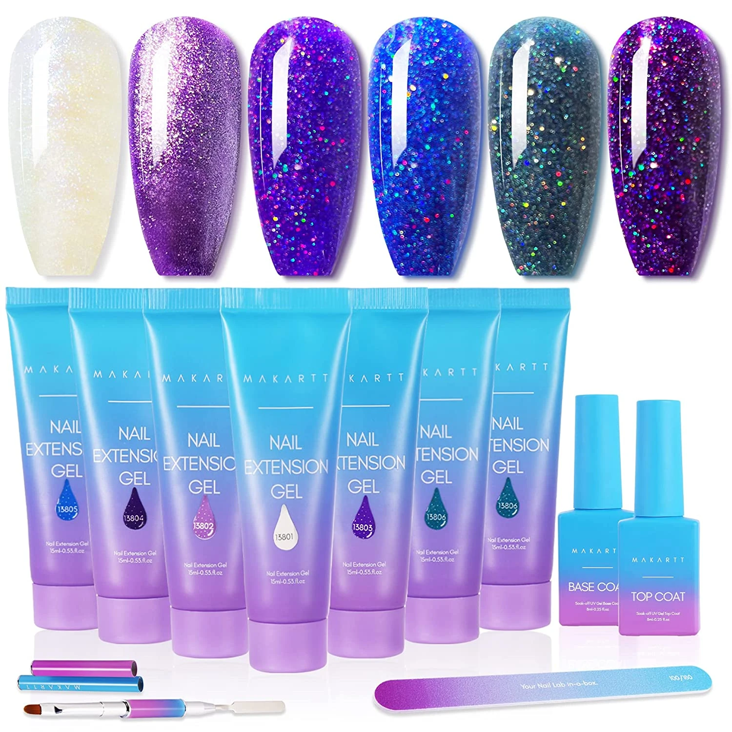 Makartt Poly Nail Gel Kit Galaxy Colors 15ML Gel Nail Buidler for Nail ...