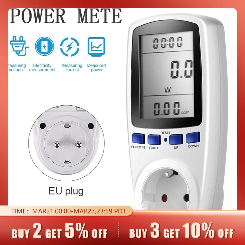 Digital-Power-Meter-EU-Plug-Voltage-Wattmeter-Electricity-Consumption ...