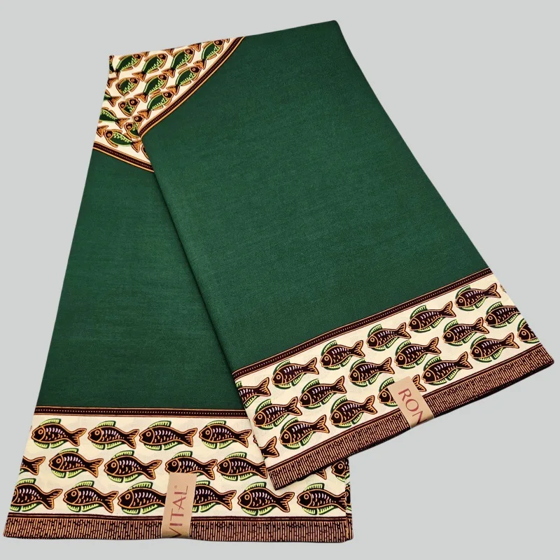 Tela de algodón Batik africano Java de pescado negro, rojo y verde para ...