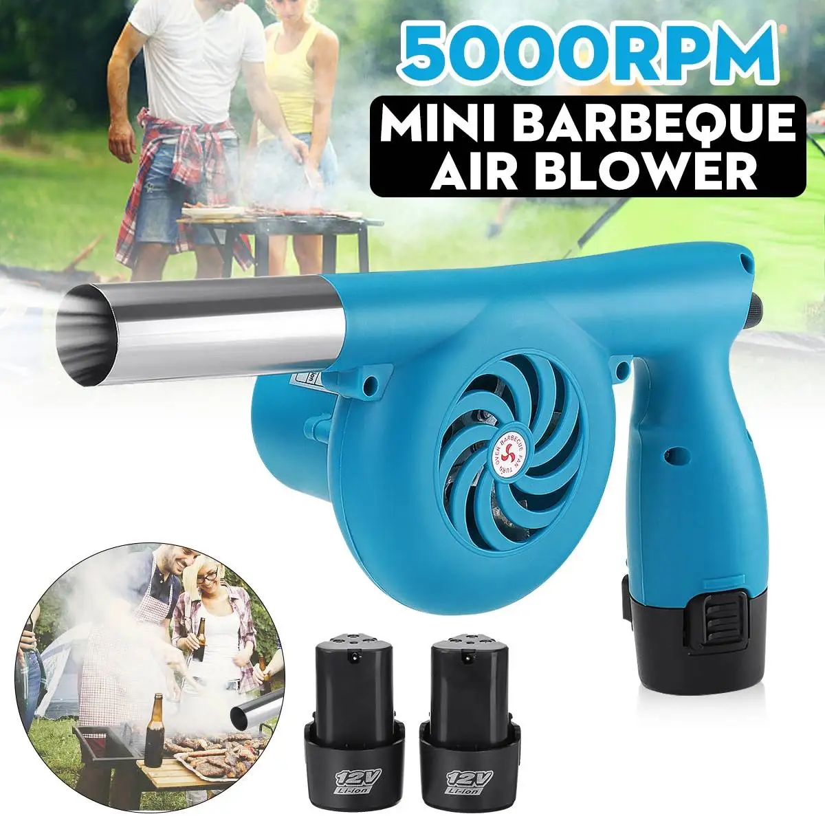 Handheld Electricity BBQ Fan Mini Portable Cooking Fan for Outdoor BBQ ...