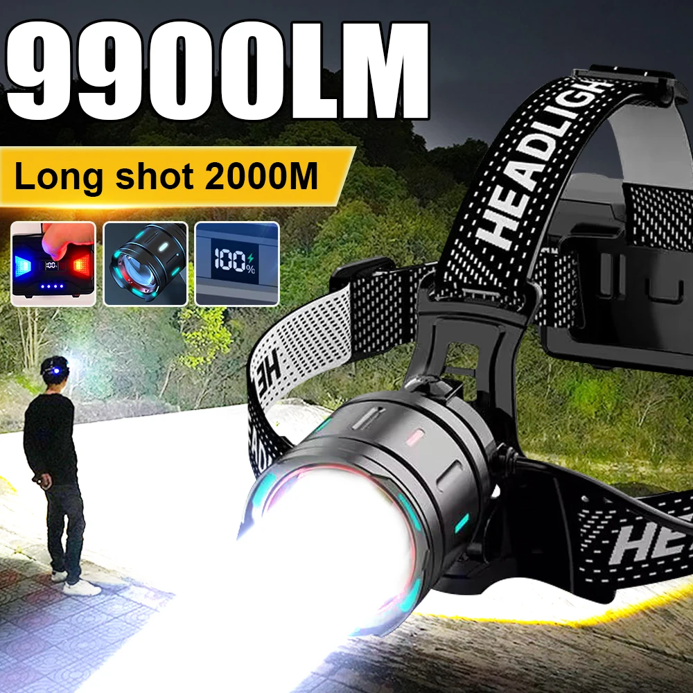9900LM-Powerful-Head-Lamp-IR-Sensor-Rechargeable-Led-Head-Flashlight ...