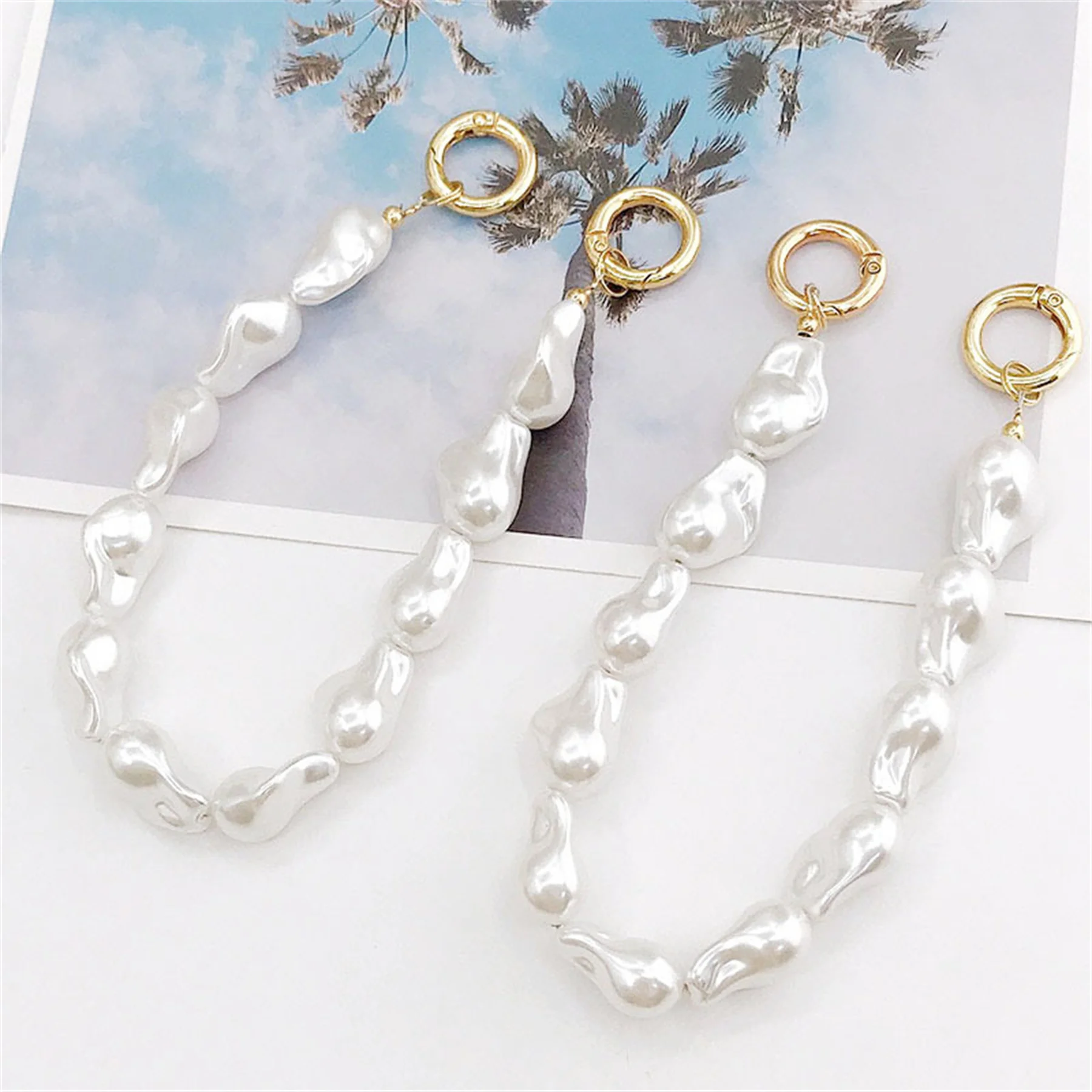 Luxury Korean Mobile Phone Stone Shaped Pearl Portable Bracelet Chain ...