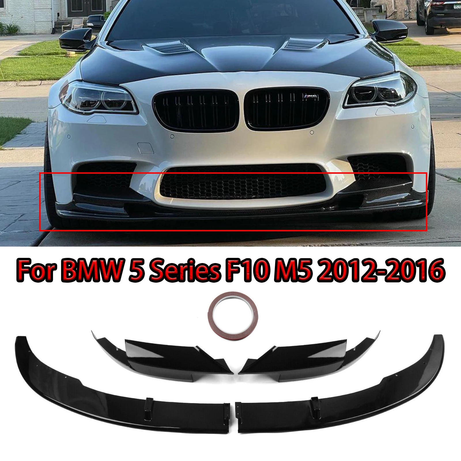 Front-Bumper-Spoiler-Lip-Splitter-For-BMW-F10-M5-2012-2016-4Pcs-Guide ...