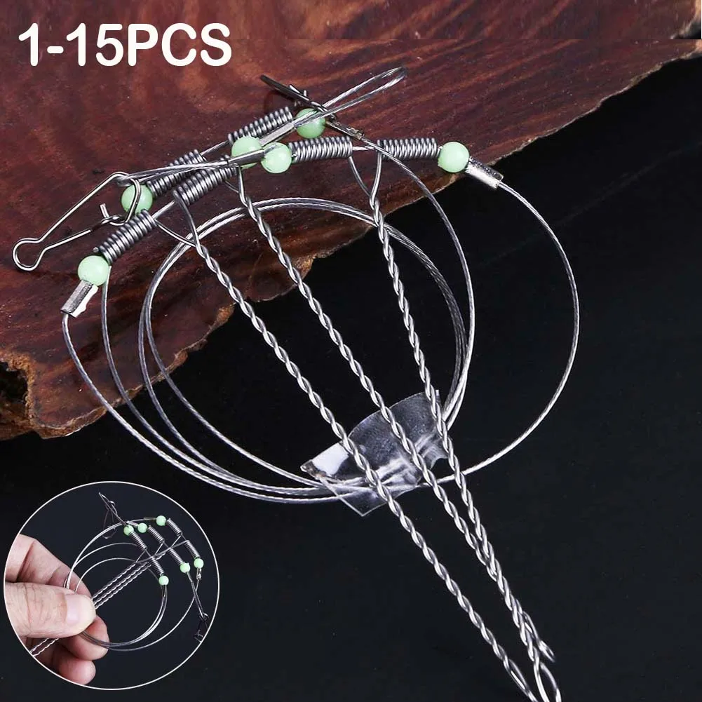 Stainless Steel Fishing Rigs Wire Leader Rope Line Swivel String Hooks ...