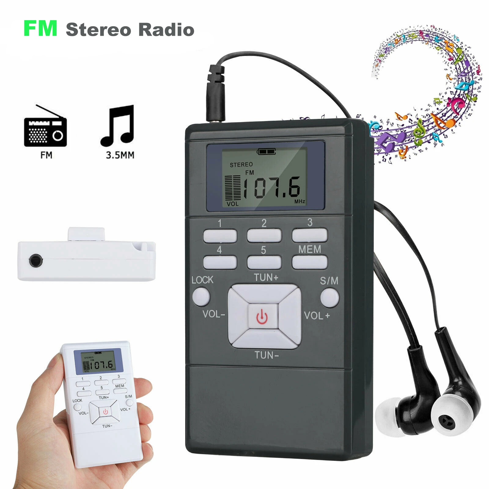 Portable Mini Radio FM Stereo Digital Pocket Radio LCD Screen ...